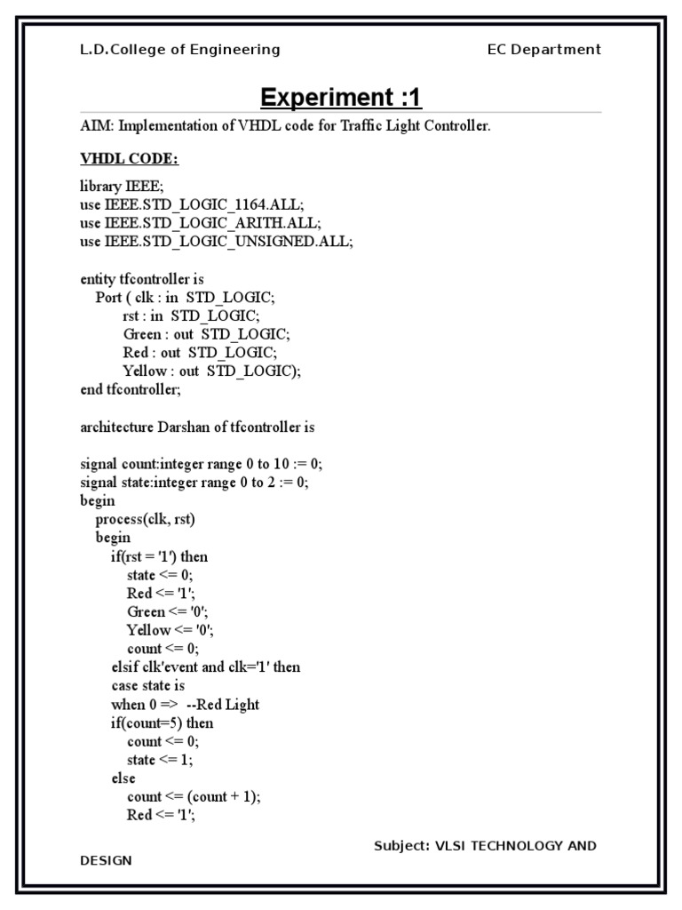 Experiment 1 AIM Implementation of VHDL | PDF | Teaching Methods & Materials | Computers