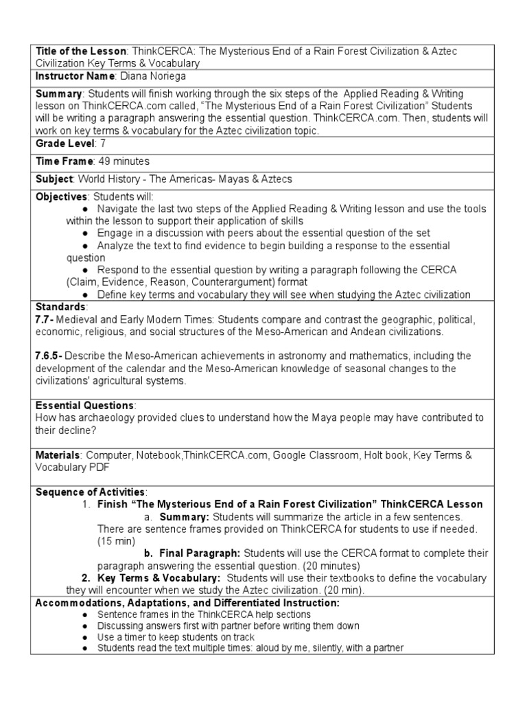 Lessonplanmay 11 | PDF | Civilization | Differentiated Instruction