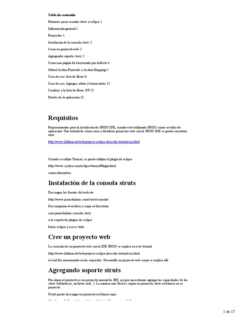 Primeros Pasos Usando Struts Con Eclipse | PDF | Páginas del servidor ...