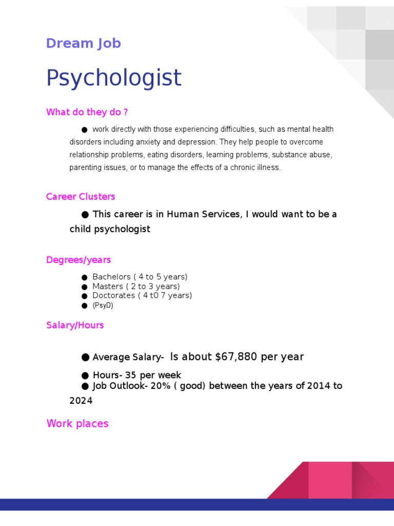 Psychologist: Dream Job | PDF