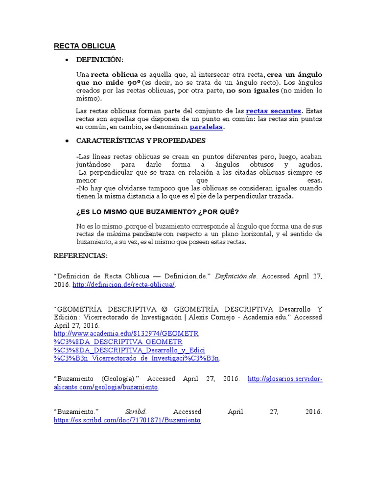 Recta Oblicua y Buzamiento | PDF | Métodos y materiales de enseñanza | Hogar, jardinería y bricolaje
