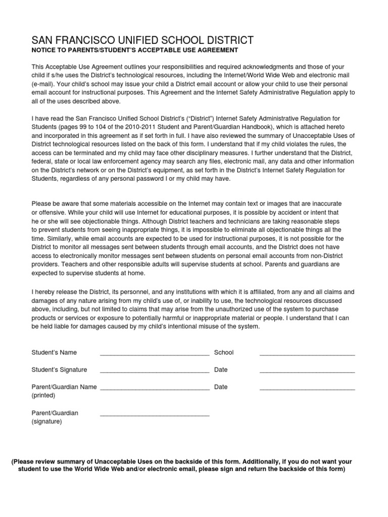 Acceptable Use Agreement | PDF | Email | Internet