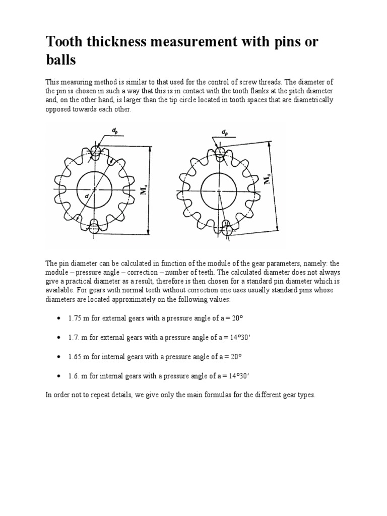 Gear Tooth Thickness Measurement Methods | PDF | Gear | Mechanical ...