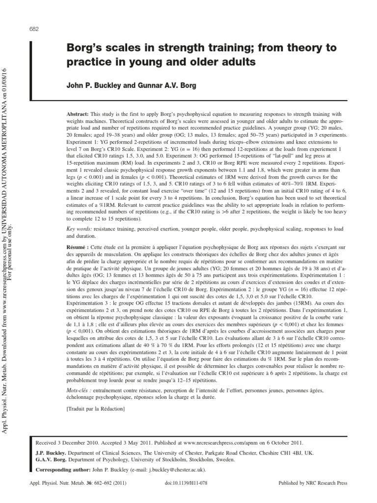 Borg Scale in Strength Training | Strength Training | Physical Exercise