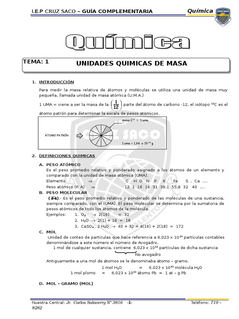 Quimica 3er Año Iii Bimestre 2017 Pdf Gases Mole Unidad