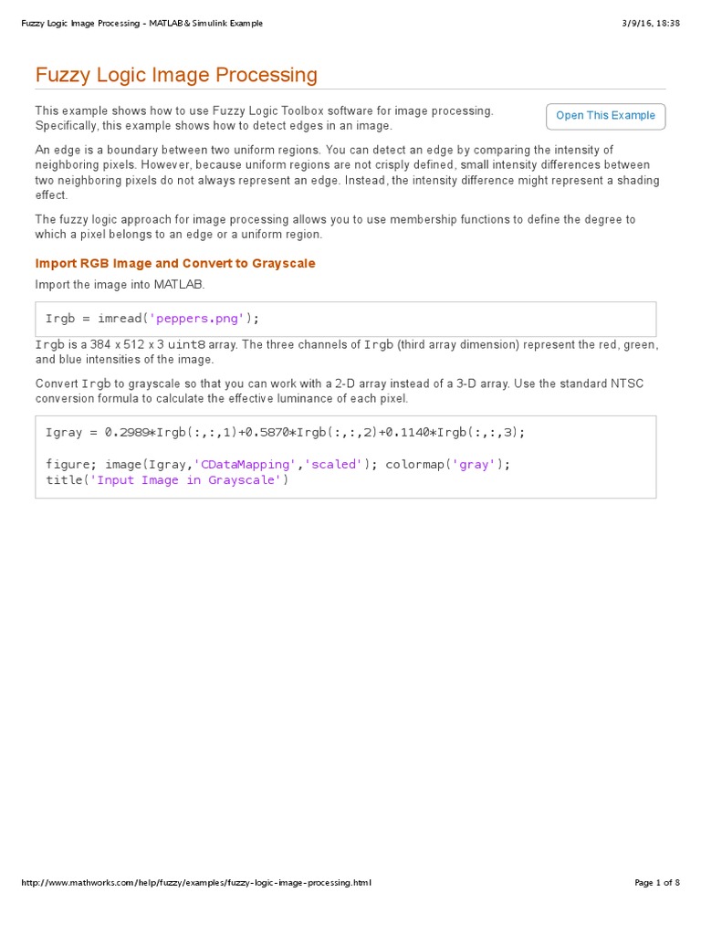 Fuzzy Logic Image Processing - MATLAB & Simulink Example | PDF | Matlab | Signal Processing