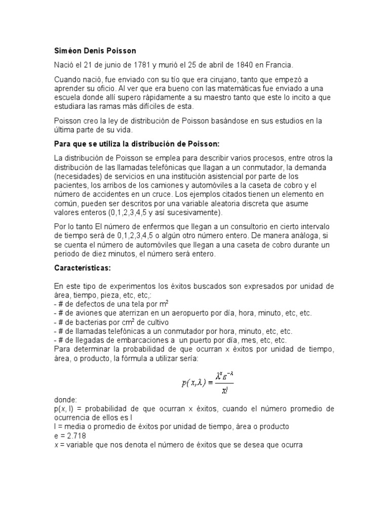 Siméon Denis Poisson | PDF | Distribución de probabilidad ...