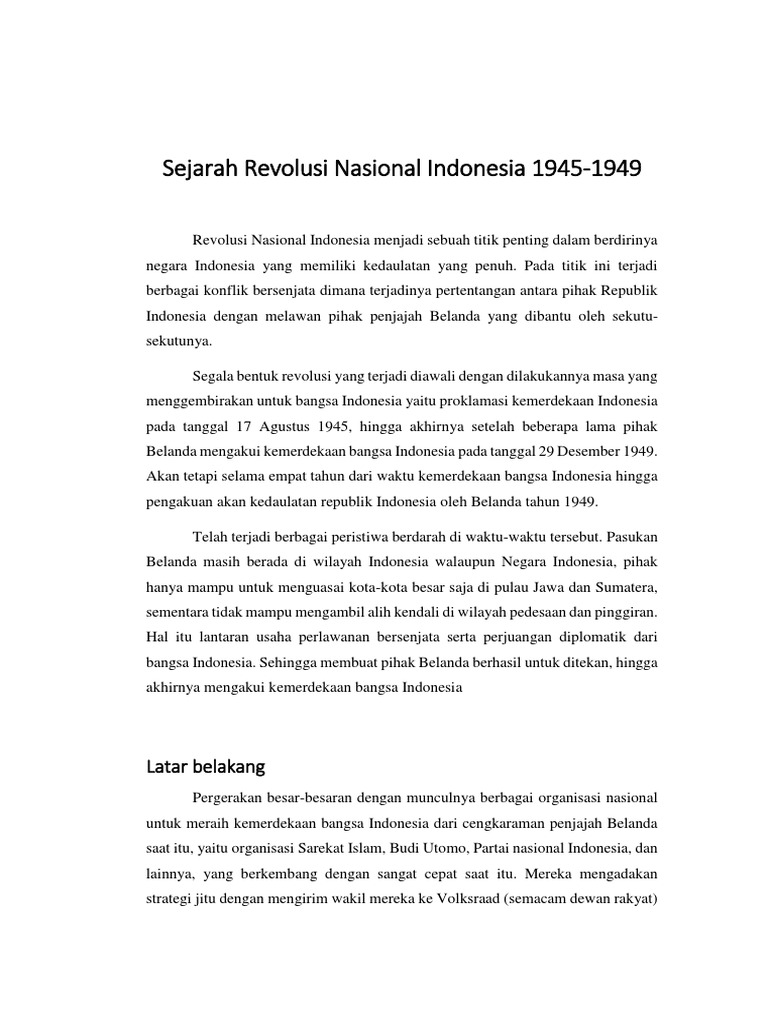 Sejarah Revolusi Nasional Indonesia 1945-1949 | PDF