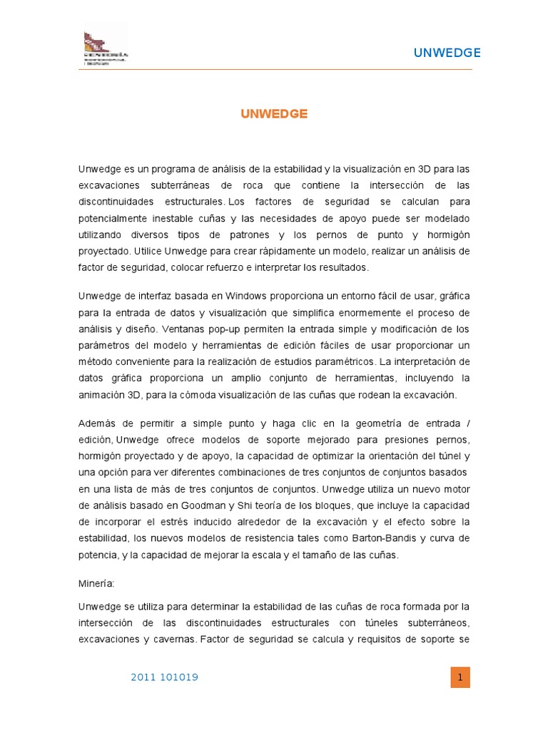 Análisis 3D de Estabilidad con Unwedge | PDF | Túnel | Informática y ...