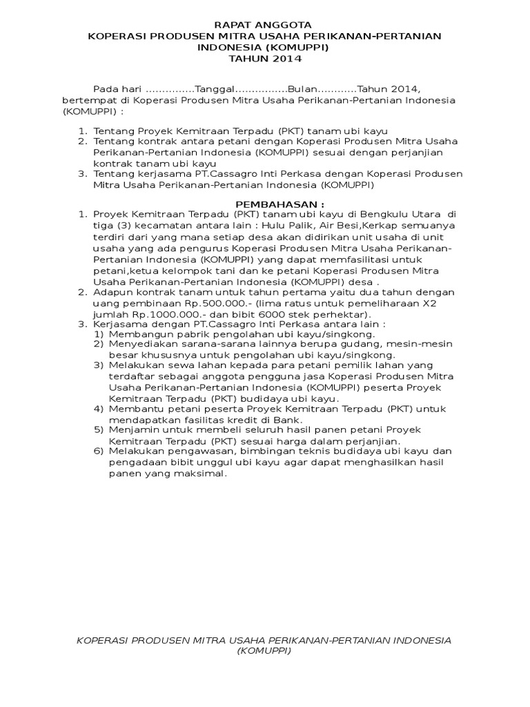 Rapat Anggota Koperasi Produsen Mitra Usaha Perikanan | PDF