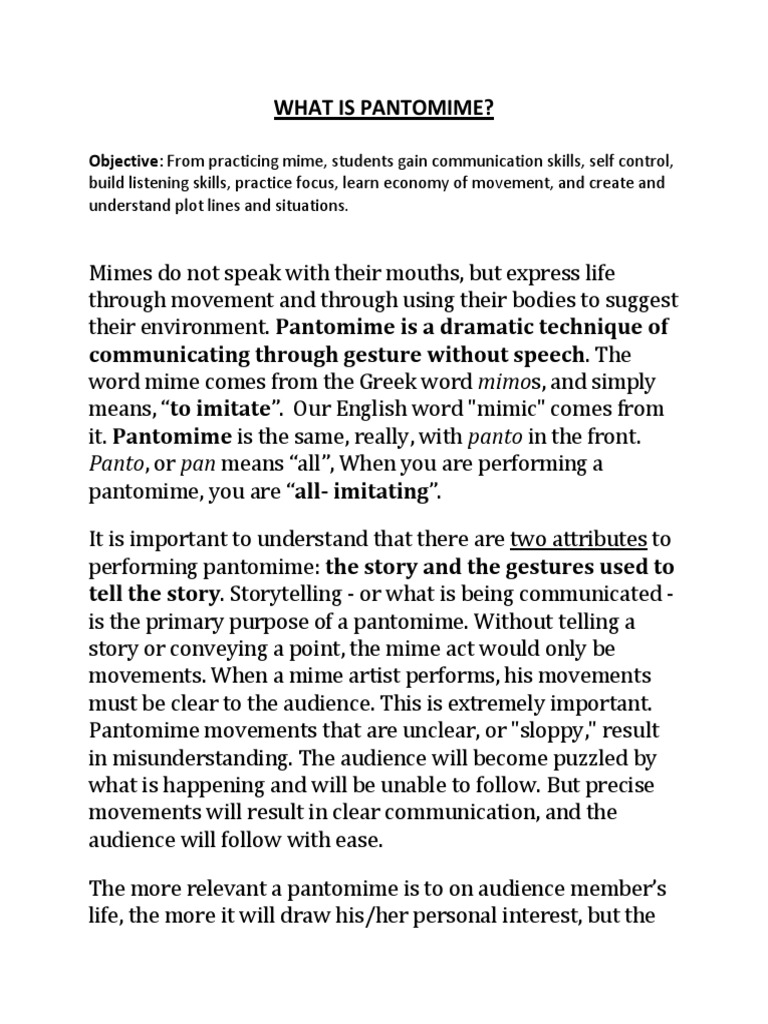 What Is Pantomime | PDF | Narrative | Communication