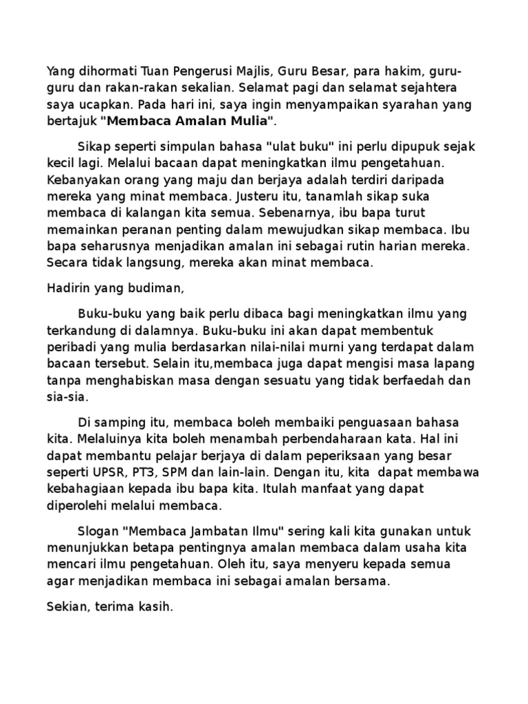 Pidato Membaca Amalan Mulia Pdf