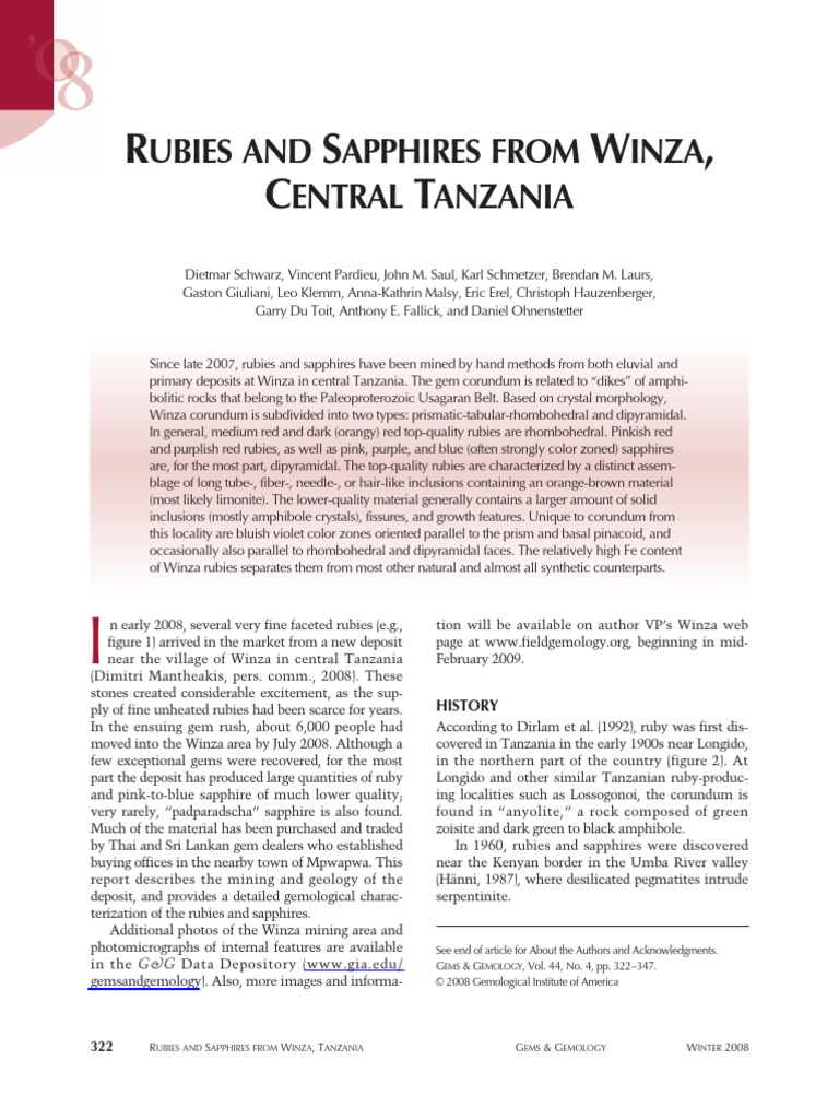 Rubies and Sapphires From Winza, Central Tanzania | PDF | Gemstone ...