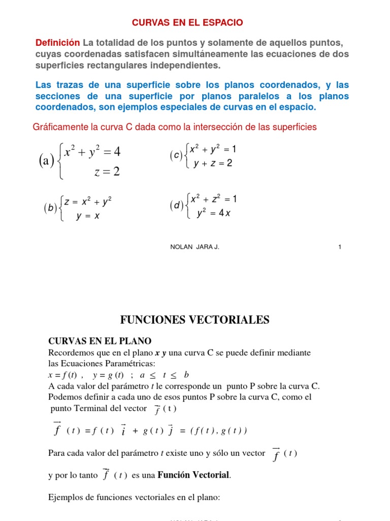 Curva en r2 y en r3 Funcion Vectorial (Modo de Compatibilidad) | PDF ...