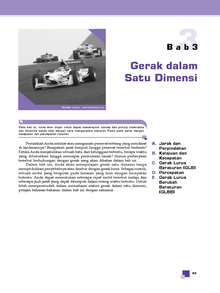 Gerak Satu Dimensi PDF | PDF