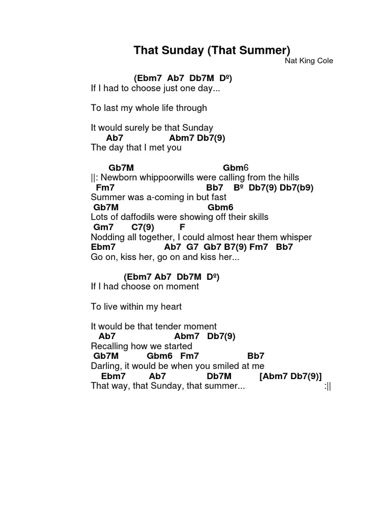 Nat King Cole - That Sunday | PDF