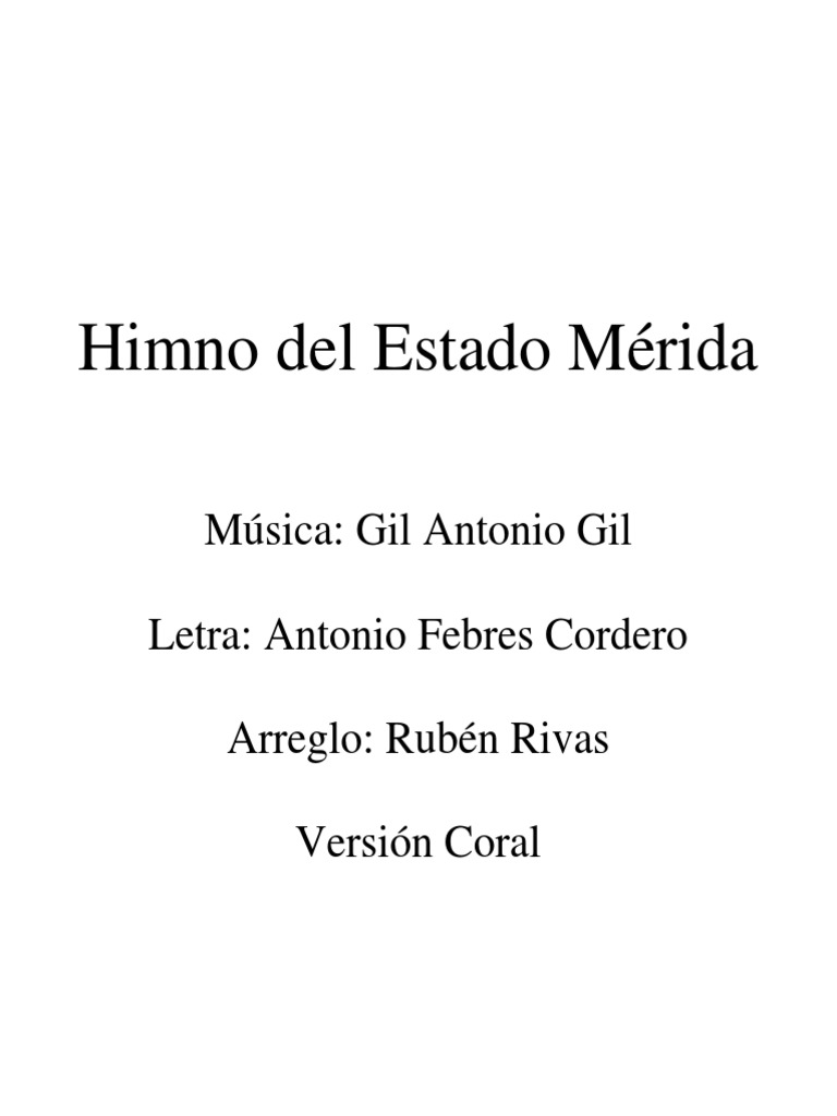 Himno Del Estado Merida 4 Voces Mixtas | PDF