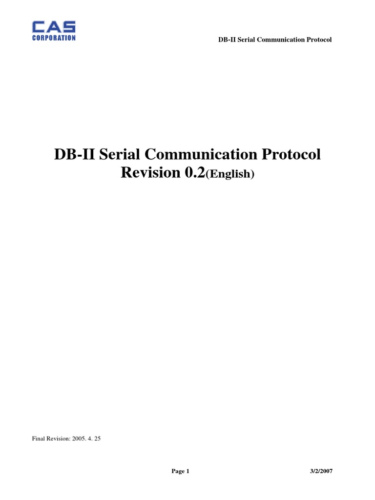 DB-II Serial Communication Protocol | PDF | Transmission Control ...