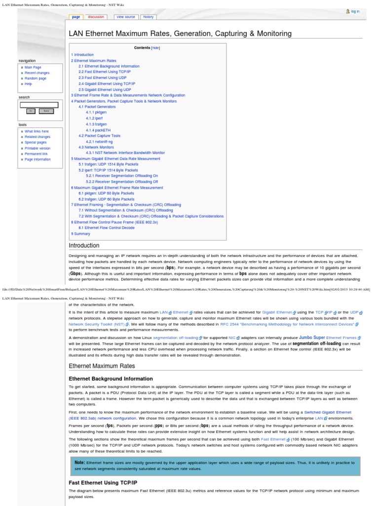 LAN Ethernet Maximum Rates, Generation, Capturing & Monitoring - NST ...