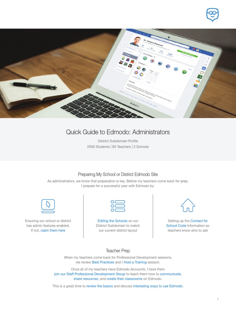 Quick Guide To Edmodo: Administrators: Preparing My School or District Edmodo Site | PDF | User ...