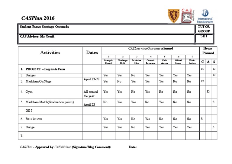 Casplan 2016: Activities Dates | PDF