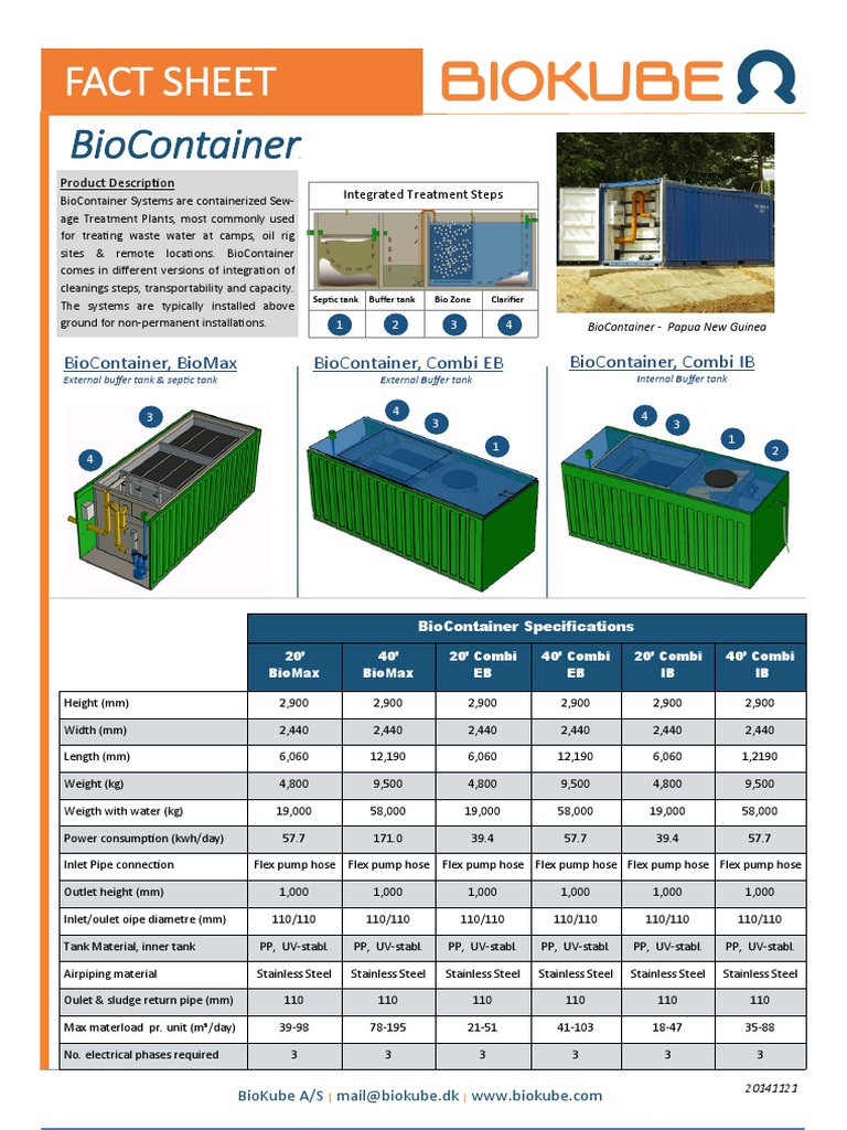 BioContainer 18-200 m3 Daily | Download Free PDF | Pump | Concrete