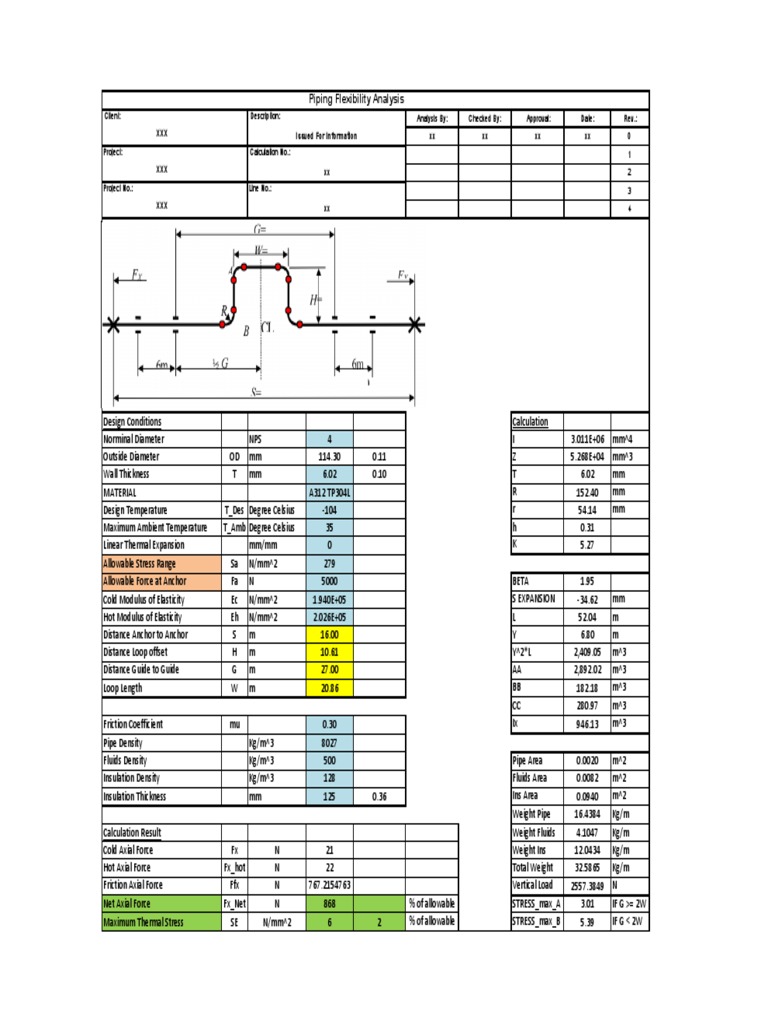 Piping Flexibility Analysis Report | PDF | Density | Stiffness
