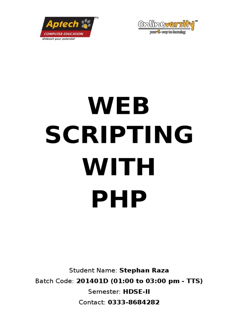 PHP Web Scripting Student Guide | PDF