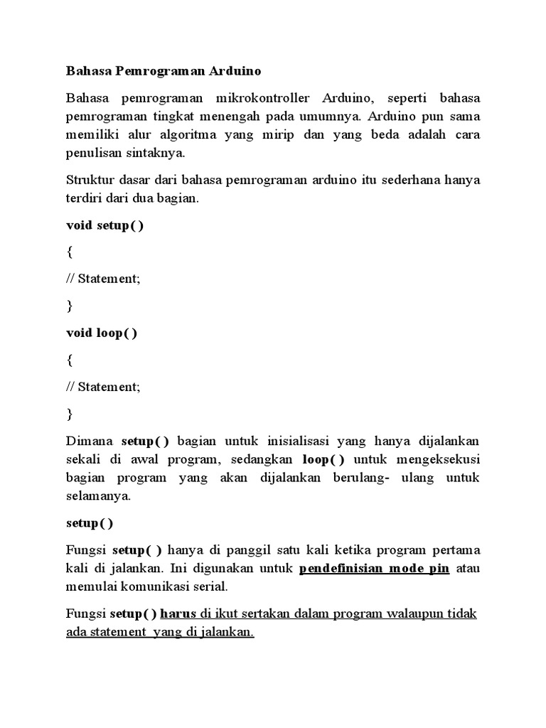 Bahasa Pemrograman Arduino | PDF