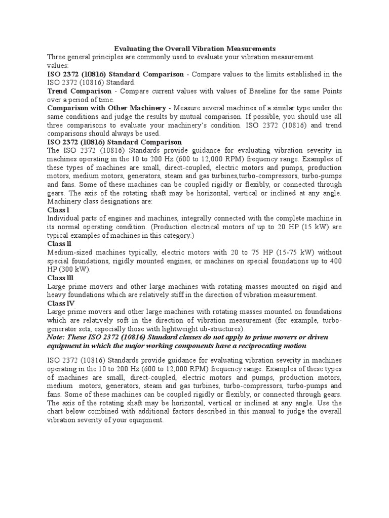 Evaluating The Overall Vibration Measurements | PDF | Engines | Machine ...