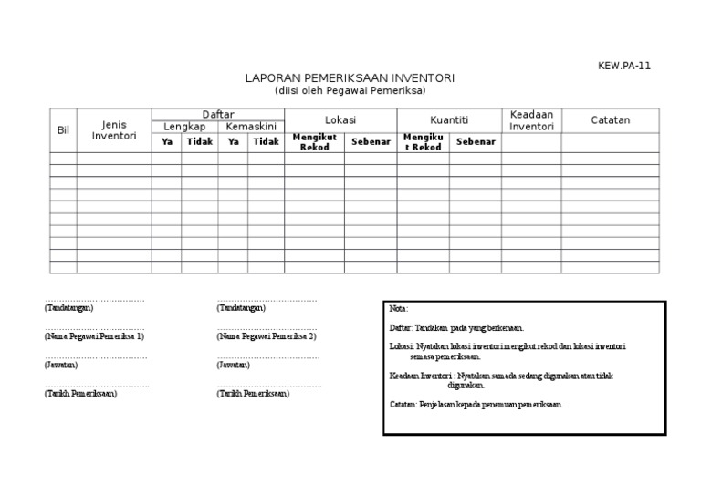 Kew - Pa-11 Laporan Pemeriksaan Inventori | PDF