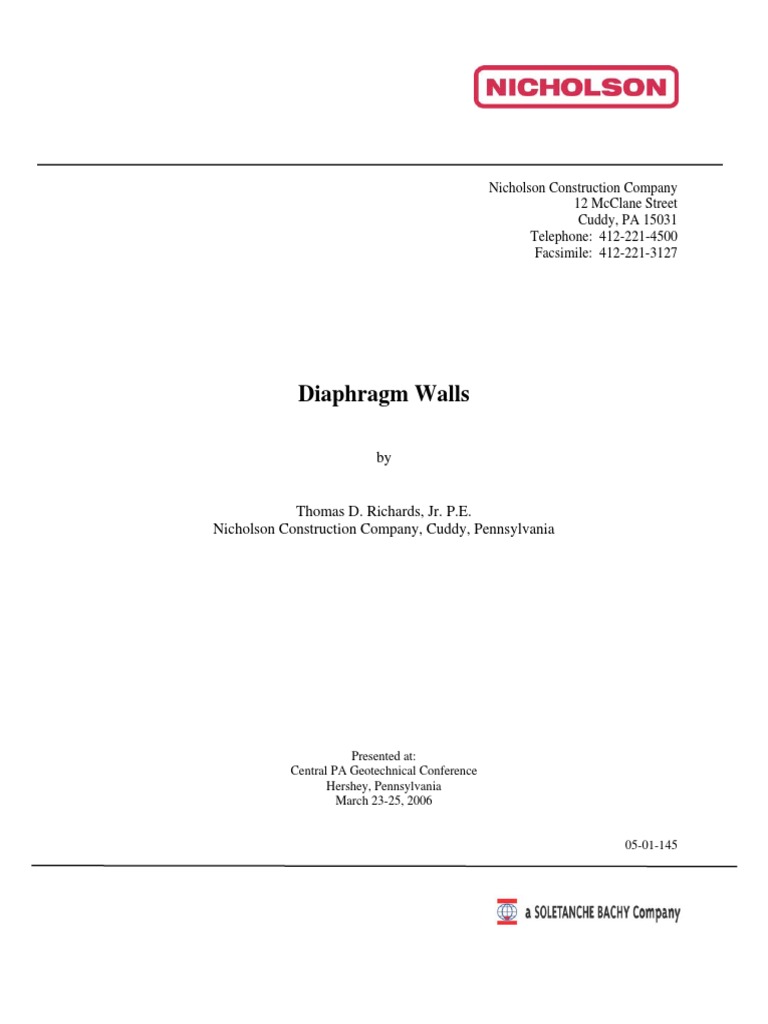 Diaphragm Wall Paper Hershey2005-Rev - Nicholson | PDF | Elasticity ...