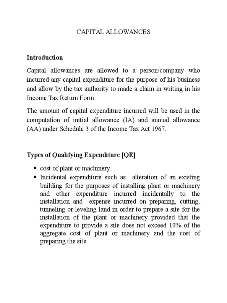 Capital Allowances | PDF | Vehicles | Expense