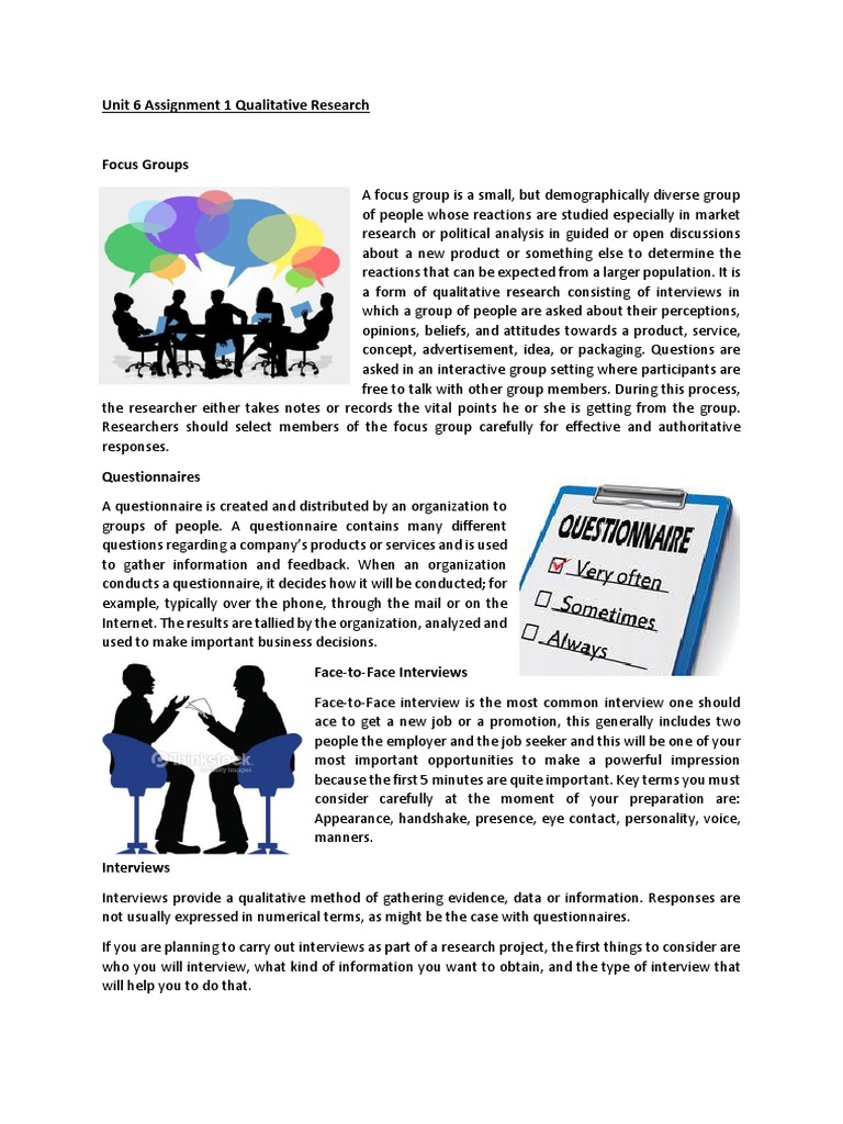 Unit 6 Assignment 1 Quantative | PDF | Focus Group | Interview