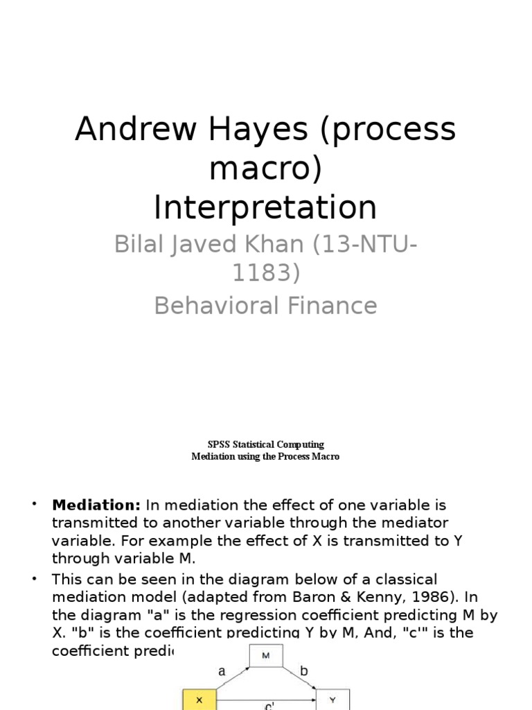 Hayes Process Macro for Mediation Analysis | PDF | Conceptual Model ...