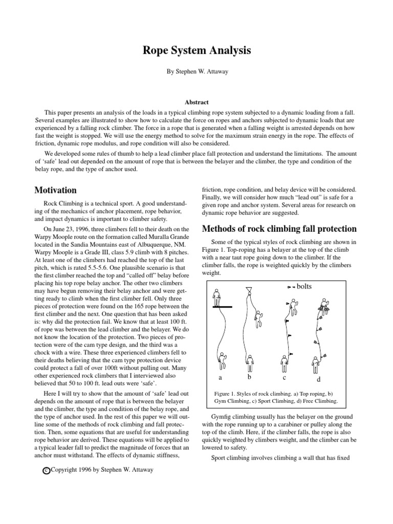 Rope System Analysis - Mountain Climbing | PDF