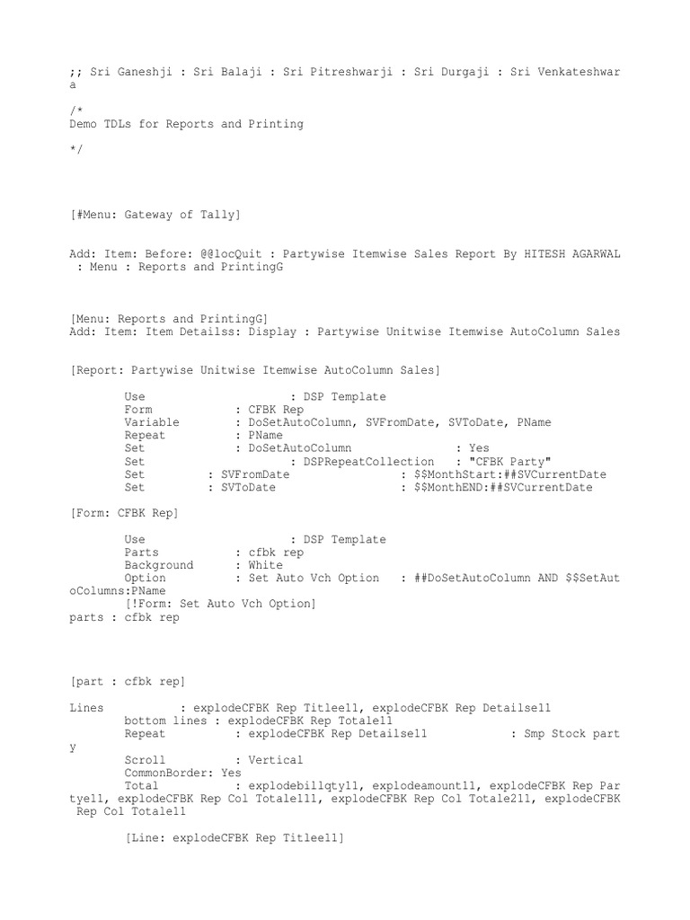 Tally TDL For Report and Print | PDF | Areas Of Computer Science ...