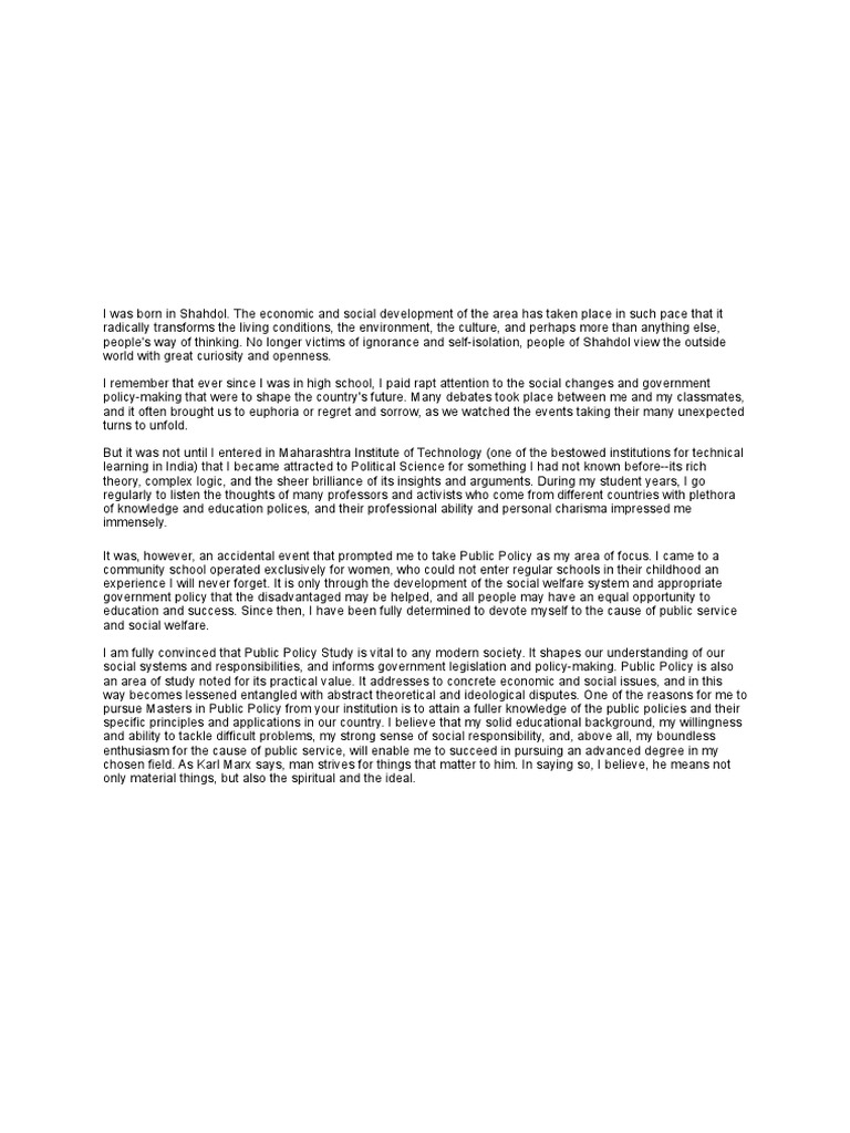 Sop For MPP | PDF | Sociological Theories | Academic Discipline Interactions