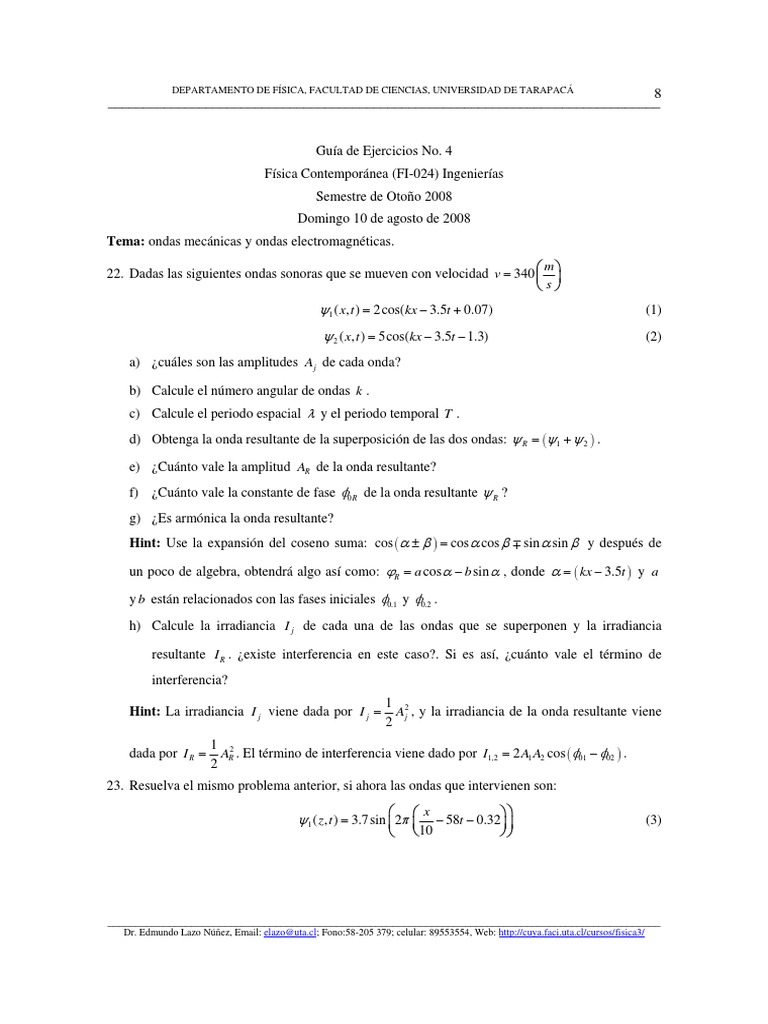 Guiaa 4 Fisica Contemporanea | PDF | Olas | Frecuencia