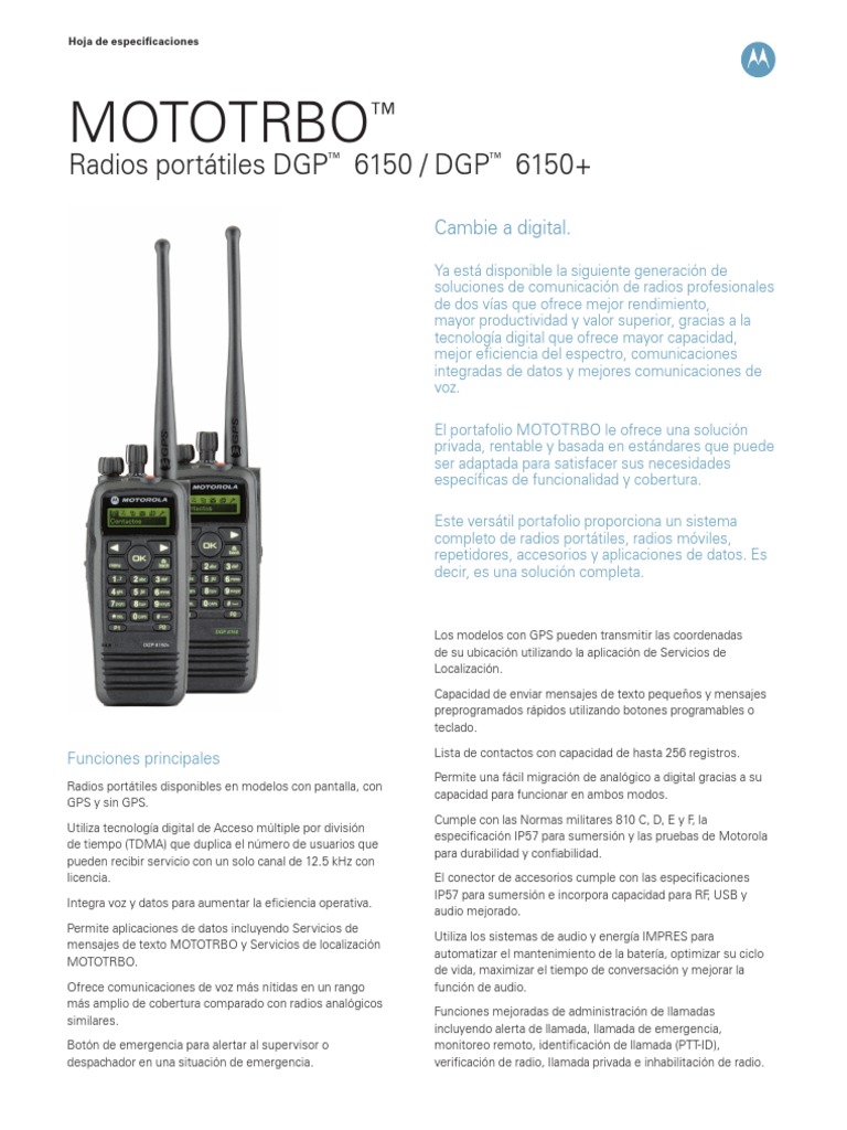 DGR - Mototrbo Radiosdgp 6150 DGP 6150 | PDF | Modulación de frecuencia ...