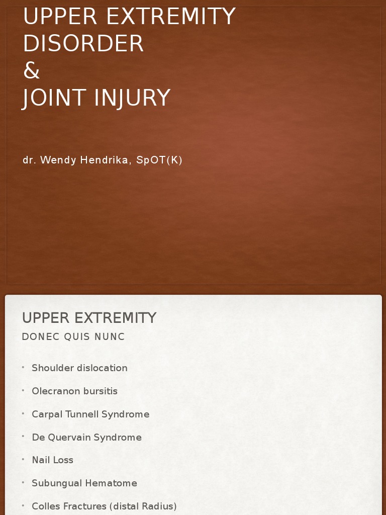 Upper Extremity & Joint Injury | PDF | Kesehatan Holistik