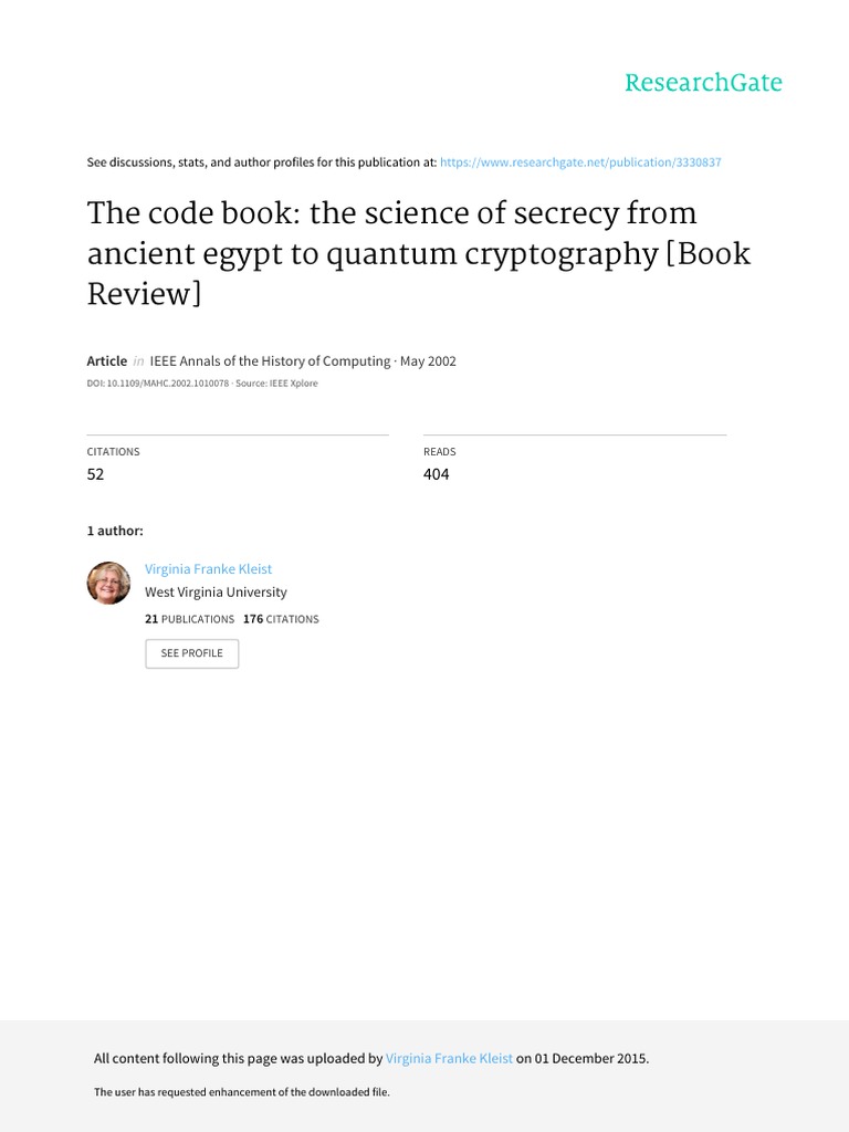 The Code Book: A Review of Secrecy | PDF | Cryptography | Secure Communication