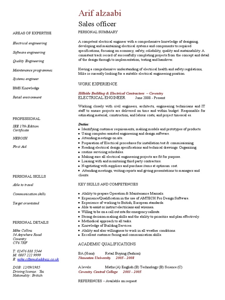 CV Template Arif | PDF | Engineering | Specification (Technical Standard)