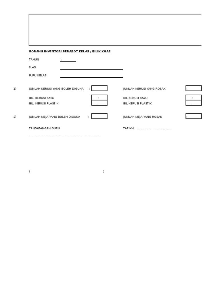 Borang Inventori Perabot | PDF