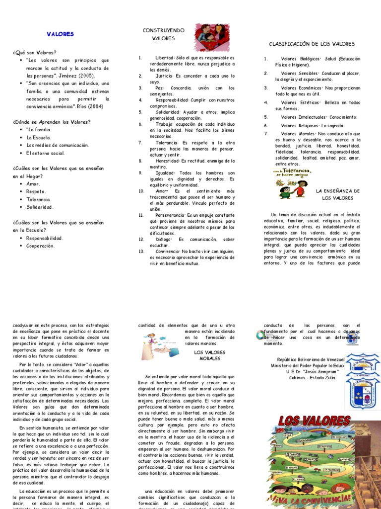 TRIPTICO Valores | PDF | Moralidad | Tolerancia