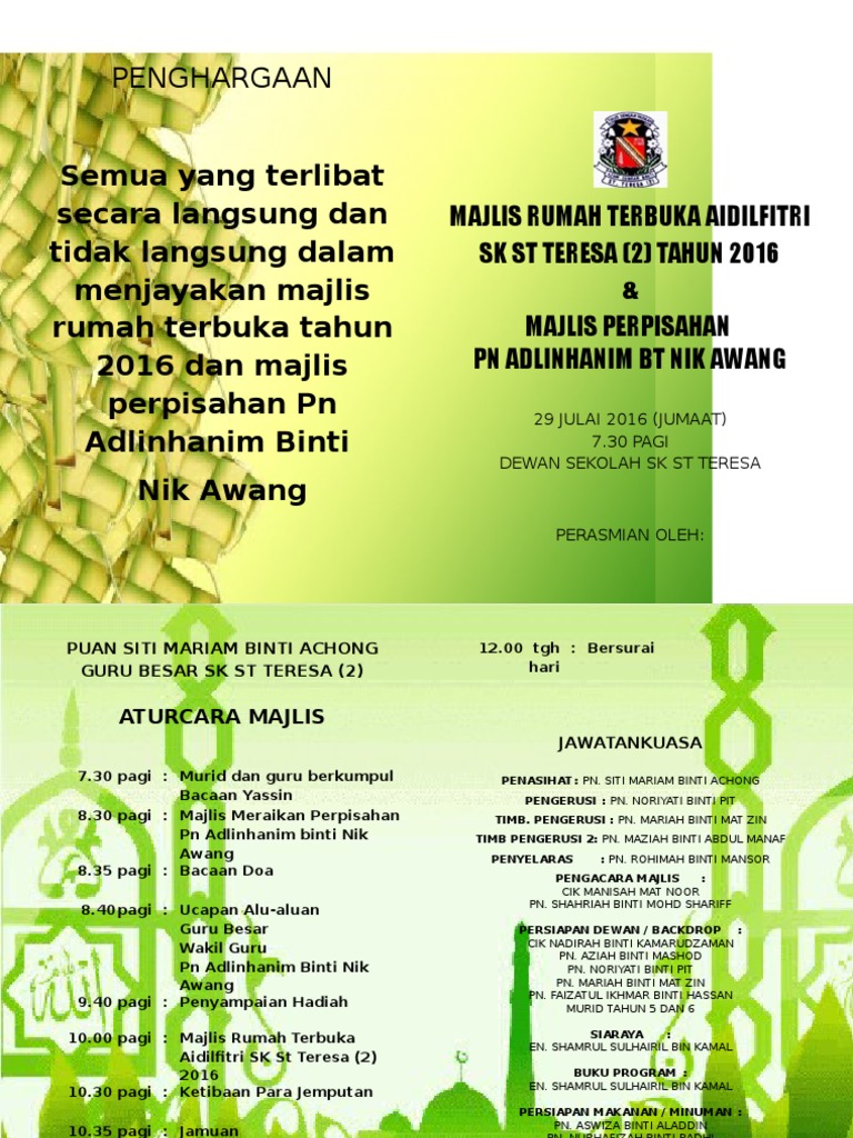 Buku Program Jamuan Raya 2016 | PDF