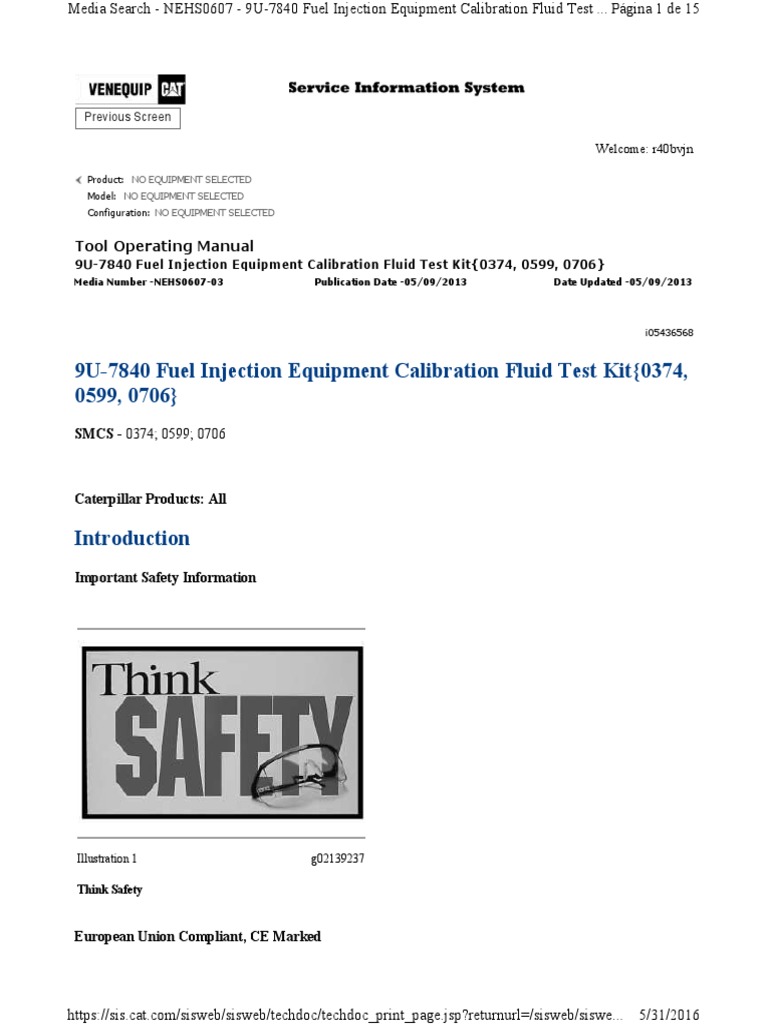 9U-7840 Fuel Injection Equipment Calibration Fluid Test Kit | PDF ...