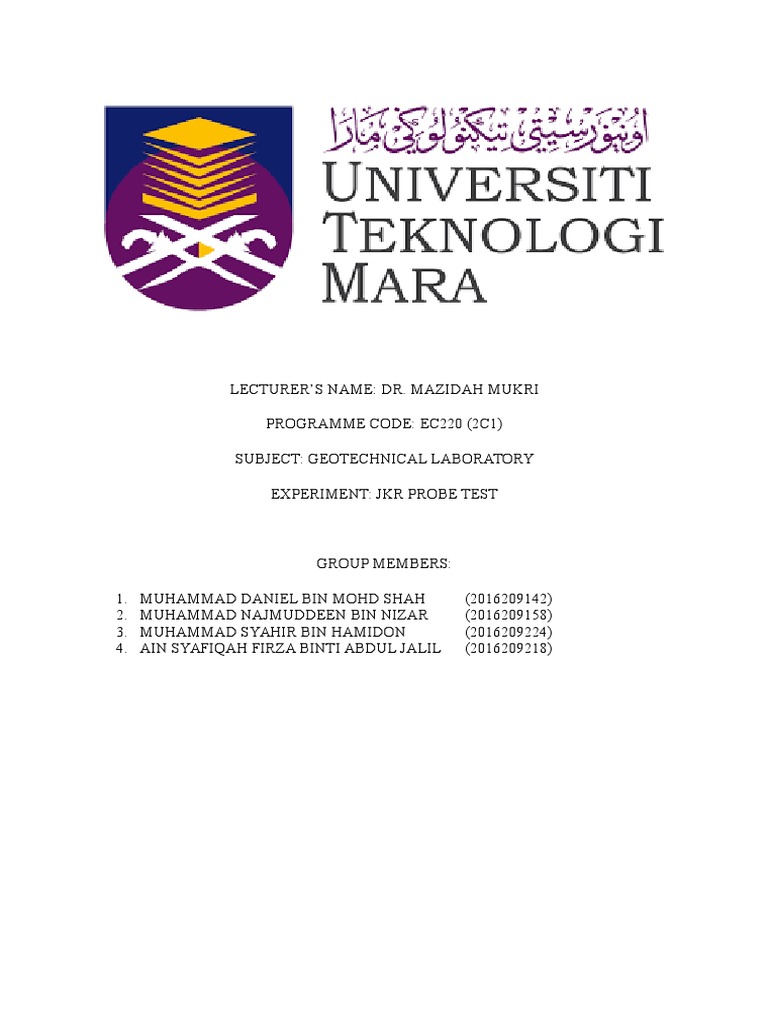 Lab Report JKR Probe Test | PDF | Soil | Civil Engineering