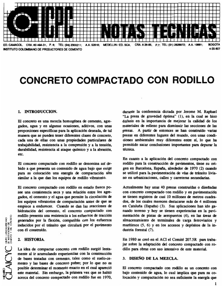 Concreto Compactado Con Rodillo PDF | PDF