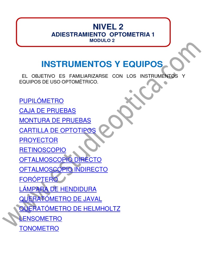 Instrumentos y equipos optométricos: Una introducción a los ...